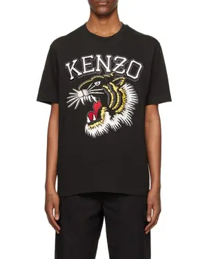 Kenzo Tiger Embroidered Crewneck T-shirt - Black