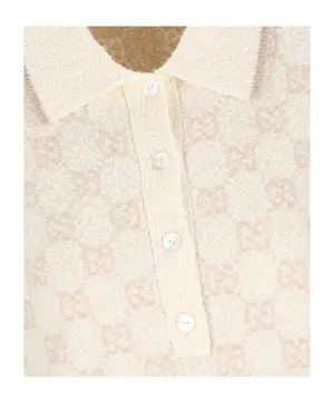 Gucci Gg Jacquard Knit Polo Dress - Beige