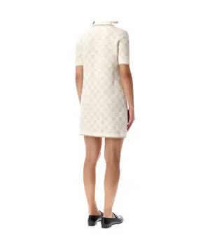 Gucci Gg Jacquard Knit Polo Dress - Beige
