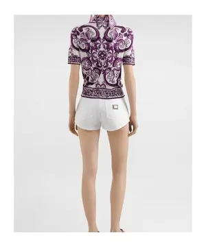 Dolce & Gabbana Majolica Print Silk Polo Shirt