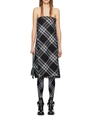Burberry Checked Fringed-edge Midi Skirt