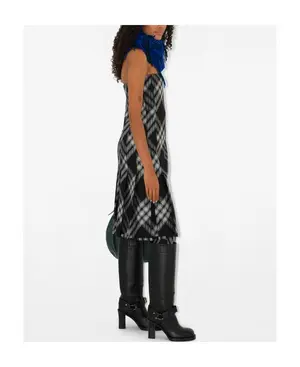 Burberry Checked Fringed-edge Midi Skirt