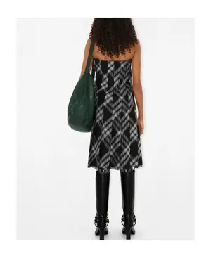 Burberry Checked Fringed-edge Midi Skirt