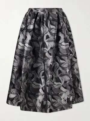 Dries Van Noten Floral Print Pleated Midi Skirt