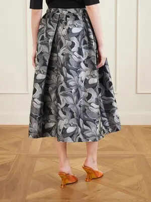 Dries Van Noten Floral Print Pleated Midi Skirt