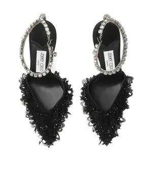 JIMMY CHOO Saeda Crystal Embellished Pointed-toe Pumps - Black