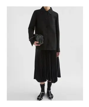 JIL SANDER Button-up Shirt Jacket With Curved Hem And Buckled Cuffs - Black