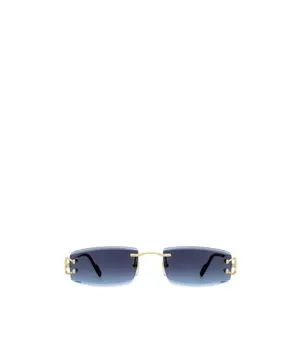Cartier Rimless Rectangular Frame Sunglasses - Blue