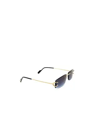 Cartier Rimless Rectangular Frame Sunglasses - Blue