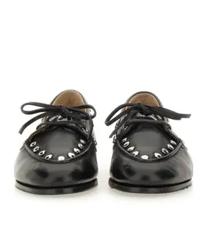 Bally Pathy Lace-up Loafers In Smooth Leather With Stud Detailing - Black