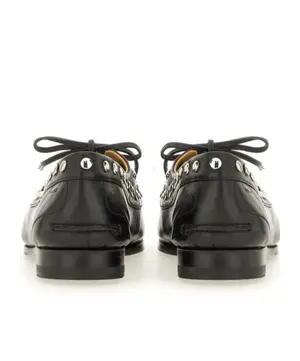 Bally Pathy Lace-up Loafers In Smooth Leather With Stud Detailing - Black