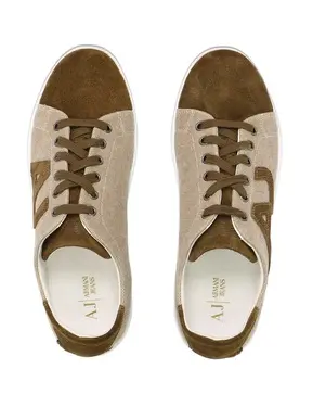 Emporio Armani Logo Low-top Lace-up Sneakers - Nude