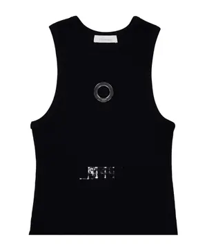 Rabanne Eyelet-detail Ribbed Tank Top - Black