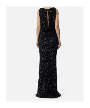 Elisabetta Franchi Sequined Sleeveless Maxi Dress With Open Back
