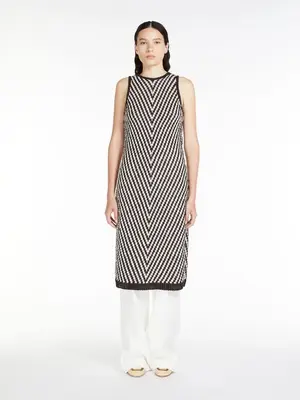 Max Mara Sleeveless Pullover With Herringbone Pattern