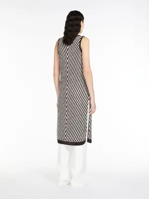 Max Mara Sleeveless Pullover With Herringbone Pattern