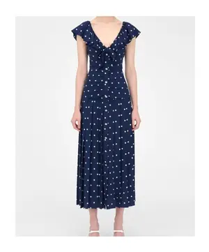 Alessandra Rich Polka Dot Ruffled Midi Dress