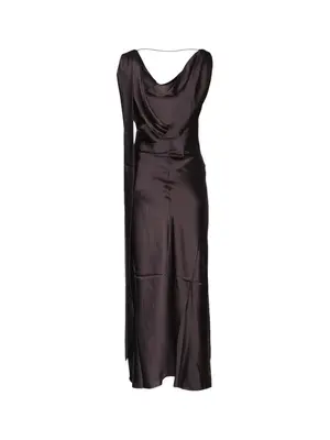 Acne Studios Cowl Neck Midi Dress With Scarf Detailing - Black