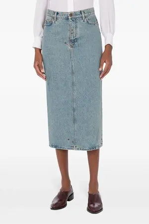 Moschino Denim Midi Skirt With Metal Rivets - Gray