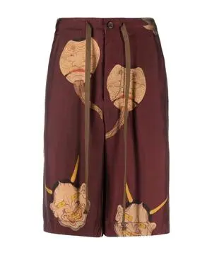 UMA WANG Printed Face Motif Bermuda Shorts