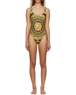 Versace Baroque Print One-piece Swimsuit - Yellow