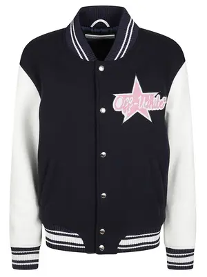 Off-White Logo Detailed Long Sleeved Jacket - Black