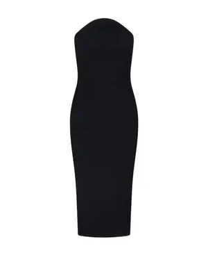 Khaite Ribbed Midi Dress - Black
