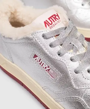 AUTRY Medalist Shearling Sneakers - Silver