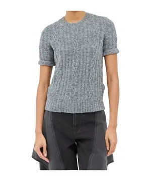 J.W.ANDERSON Short-sleeved Crewneck Knitted T-shirt - Grey