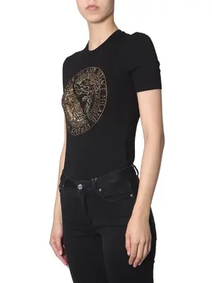 Versace Logo Embellished Round Neck T-shirt
