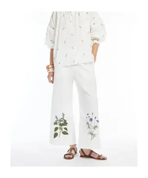 Max Mara Cropped Trousers With Floral Embroidery
