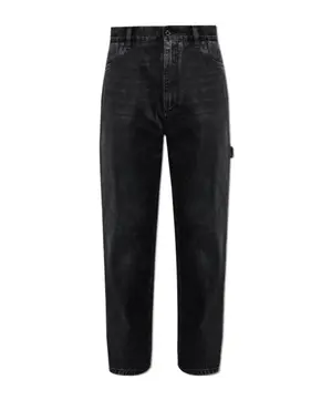 Dolce & Gabbana Logo Plaque Straight Leg Jeans - Black