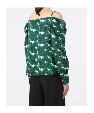 Max Mara Printed Silk Off-the-shoulder Blouse
