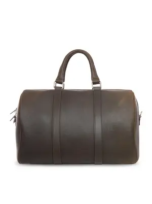 Celine Large Boston In Suede Calfskin Waxed Effect - Brown
