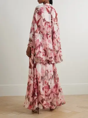 Erdem Shawl-style Floral Print Silk Tulle Dress - Multi-color