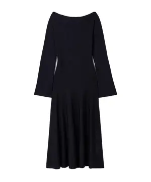 Khaite Long-sleeved Boatneck Dress - Navy