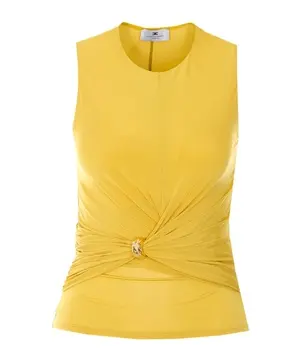 Elisabetta Franchi Jewel-detail Sleeveless Knitted Top - Yellow