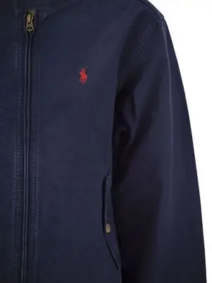 Polo Ralph Lauren High Collar Windbreaker Jacket With Iconic Pony Logo - Blue