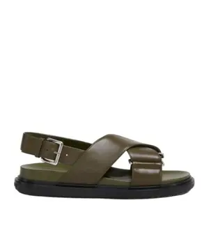 Marni Leather Fussbett Sandals - Deep Sage