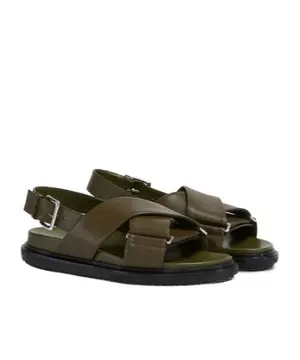 Marni Leather Fussbett Sandals - Deep Sage