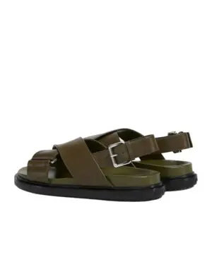 Marni Leather Fussbett Sandals - Deep Sage