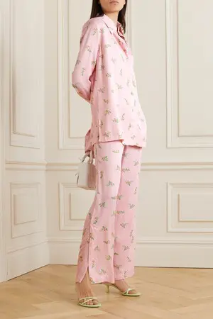 Sleeper Blossom Floral-print Satin Shirt