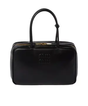 Miu Miu Logo-embossed Zipped Handbag - Black