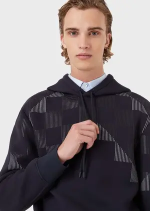 Emporio Armani Geometric Print Drawstring Hoodie