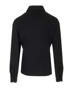 Brunello Cucinelli Long Sleeved Buttoned Polo Shirt - Black