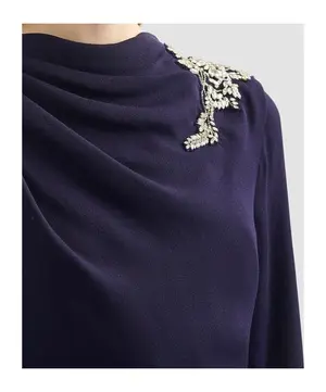 Erdem Long-sleeved High Neck Maxi Dress With Embellished Detailing