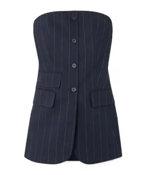 THE FRANKIE SHOP Sunny Strapless Striped Twill Vest