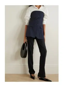THE FRANKIE SHOP Sunny Strapless Striped Twill Vest