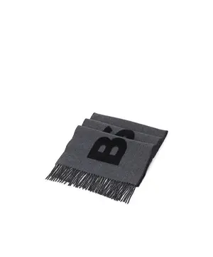 Hugo Boss Fringed Logo-detail Scarf - Grey