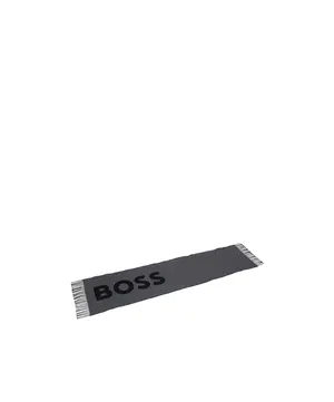 Hugo Boss Fringed Logo-detail Scarf - Grey